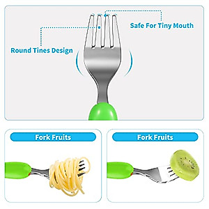 Lehoo Castle Toddler Fork and Spoon, 6pcs Toddler Utensils Kids Silverware, Safety Stainless Steel Toddler Fork Spoon Set, Children Flatware Set, Incudes 3 x Spoons, 3 x Forks (Dinosaur)