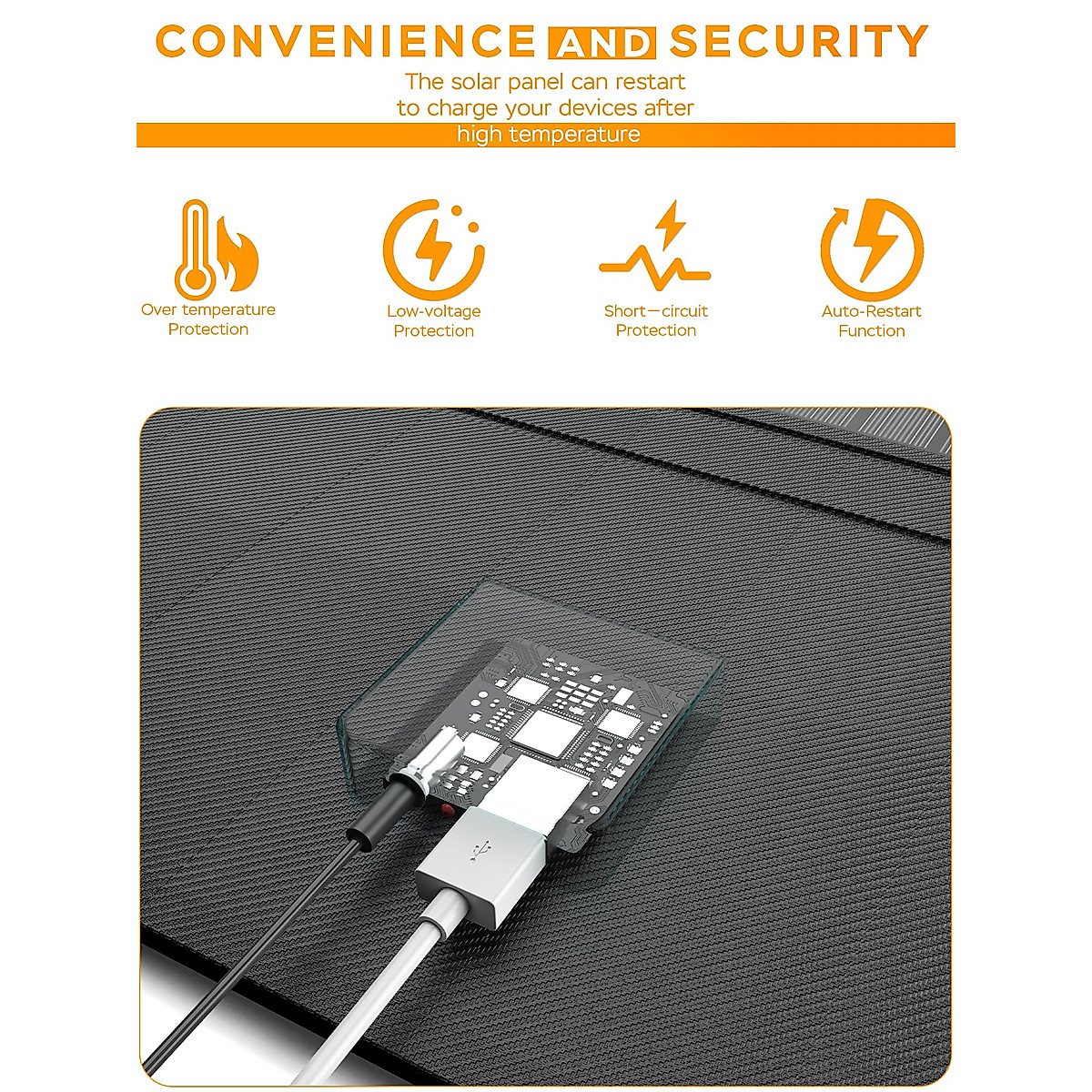 MARBERO Solar Panel 21W Foldable Solar Panel for Portable Power Station Solar Generator, iPhone, Ipad, Laptop, QC3.0 USB Ports & DC Output(3 Interchangeable Adapters) for Outdoor Camping Van RV Trip