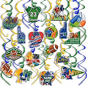 HOWAF Super Football Party Hanging Swirls Decorations, 30pcs Super Football Bowl Foil Swirls for Football Themed Party Supplies, Touchdown American Football Party Spiral Streamer Decorations for Football Game Day