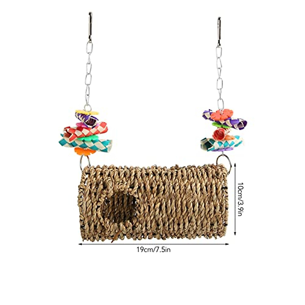 Parrot Grass Woven Tunnel Bird Chewing Relaxing Swing Bird Woven House Toy with Hole Birdcage Accessories for Cockatiel Budgie Hamster