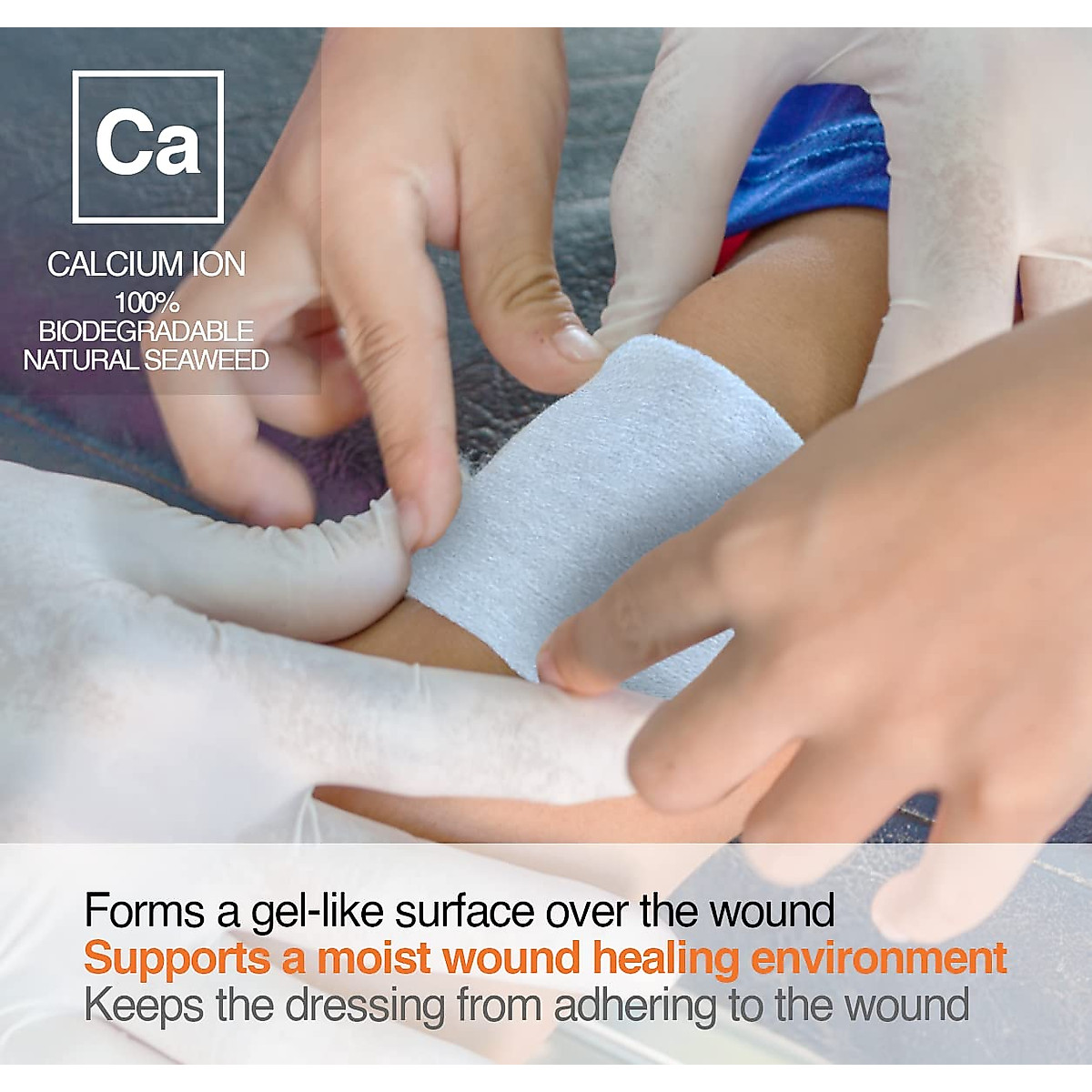 DERMA SOLU 4” x 4” Silver Calcium Alginate Wound Dressing Alginate w/Silver Sterile (4" x 4" (5 Dressings))