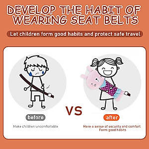 Barelove Seat Belt Cover Pillow for Kids, Car Seatbelt Cushion Shoulder Neck Support Protector Pad, Soft Stuffed Plush Travel Vehicle Safety Belts Strap Pillow for Boys and Girls Headrest (Dinosaur)