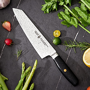 Mojave Outdoor 8 Inch Damascus Chef Knife Japanese T-CO 69 Layers Damascus Steel Blade Kitchen Cooking Kiritsuke Knives Raven Series RE0801T