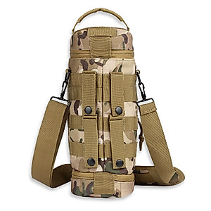 Orca Tactical Molle Water Bottle Pouch - Molle Water Bottle Holder with Strap - Water Bottle Carrier with Multiple Storage Options (Multicam)