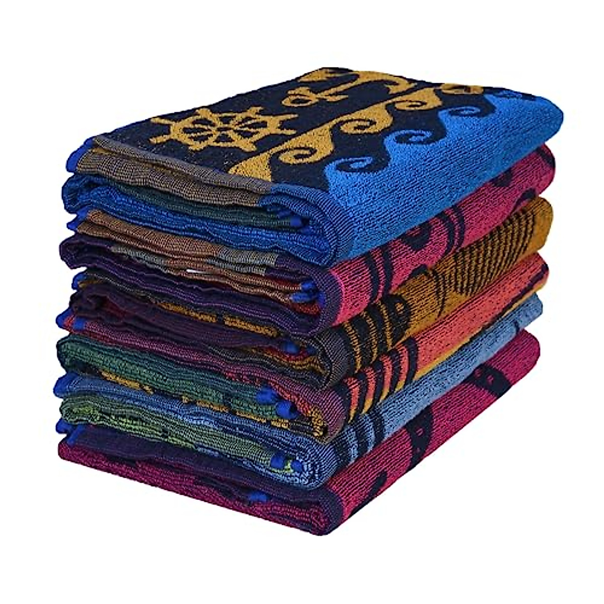 BolBom's Terry Cotton Beach Towel, Set of 6 Assorted Beach Towel, Oversize 30" x60” Quick Dry High Absorbent Towel for Beach,Travel,Swim,Pool,Yoga, Hotel,Parties,Guests & Perfect for Daily Use