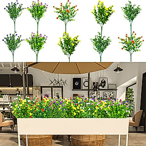 JYSONGHU Artificial Flowers 8pcs Real Looking Aqua Plastic Fake Roses with Stems for DIY Wedding Bouquets Hanging Planter Indoor Outside Garden Porch Christmas Party Decoration Home Decorations