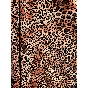 Dana Black Brown Rust Leopard Pattern Polyester Stretch Velvet Fabric for Bows, Top Knots, Head Wraps, Scrunchies, Clothes, Costumes, Crafts
