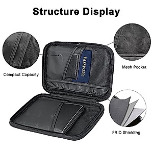 Ougrand Family Passport Holder Portable Waterproof Leather Travel Document Holder