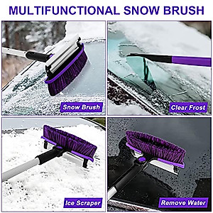 GLLPN Ice Scraper and Snow Brush for Car Windshield with Ergonomic Foam Grip Ergonomic,Winter Windows Scraper for Cars, Trucks, SUVs (31.5" to 39.3")