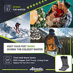 Alvada Warm Thermal Wool Socks for Winter Moisture Wicking and Breathable Cozy Boot Socks Charcoal SM
