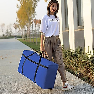 CIVJET 1 Pack Moving Bags Heavy Duty Extra Large with Strong Zippers, Storage Totes Bag with Handles for College Students, Moving Supplies & Boxes for Clothes, Storage Containers for Camping (Blue)