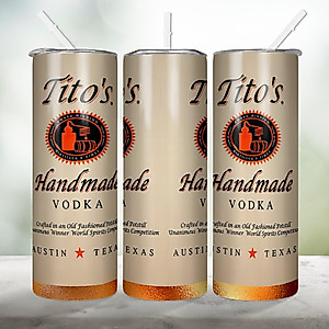 ROONMKUU Vodka Straight Tumbler With Lid And Straw, 20oz Stainless Steel Water Bottle, Vacuum Insulated Water Cups, Summer Winter Drinkware, Outdoor Travel Accessories