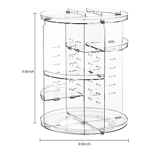 HBlife 360 Rotating Makeup Organizer Adjustable Carousel Large Capacity Revolving Perfume Organizer Skincare Organizers Cosmetic Storage Spinning Holder for Vanity, Clear