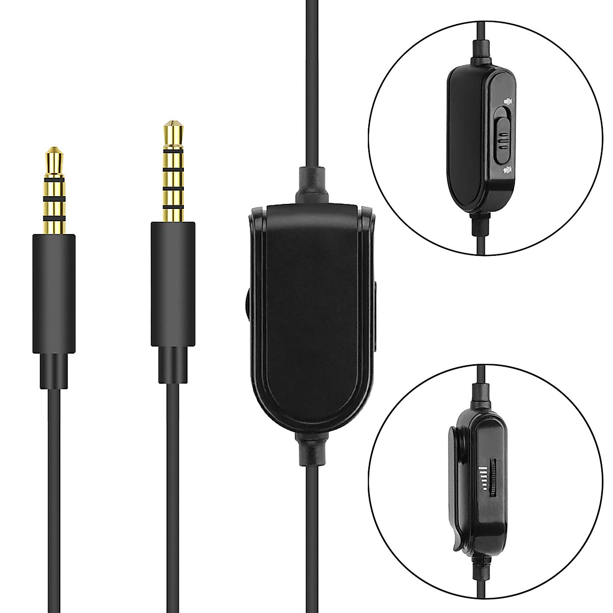 Geekria QuickFit Audio Cable with Mic Compatible with Astro A40 tr, A40, A30, A10, A10 Gen 2 Gaming Headsets Cable, 3.5mm Aux Replacement Stereo Cord with Inline Microphone (6 ft/2 m)