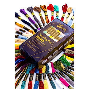 UMC STAG Pack of 50 Popular Colours Premium Embroidery Thread | 100% Egyptian Cotton Premium Skeins | Cross Stitch Embroidery Floss | Oeko TEX Certified Stranded Cotton | Ideal for Arts & Crafts