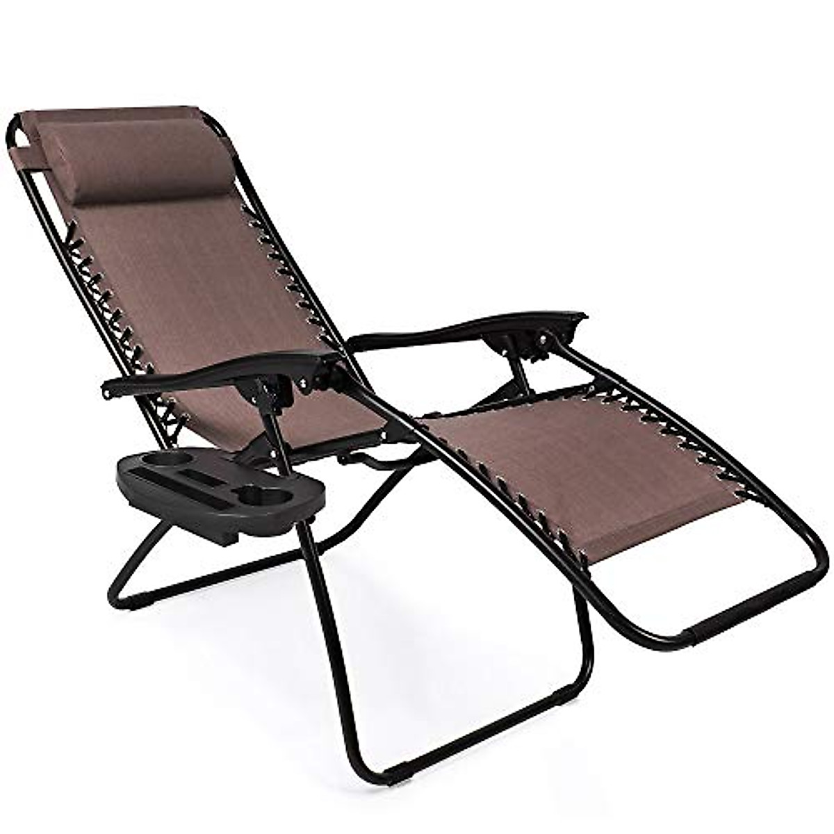 Best Choice Products Set of 2 Adjustable Zero Gravity Lounge Chair Recliners for Patio, Pool w/ Cup Holders - Brown