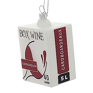 Cody Foster & Co Cardboardeaux Boxed Wine Glass Christmas Ornament, 3 1/2 inches