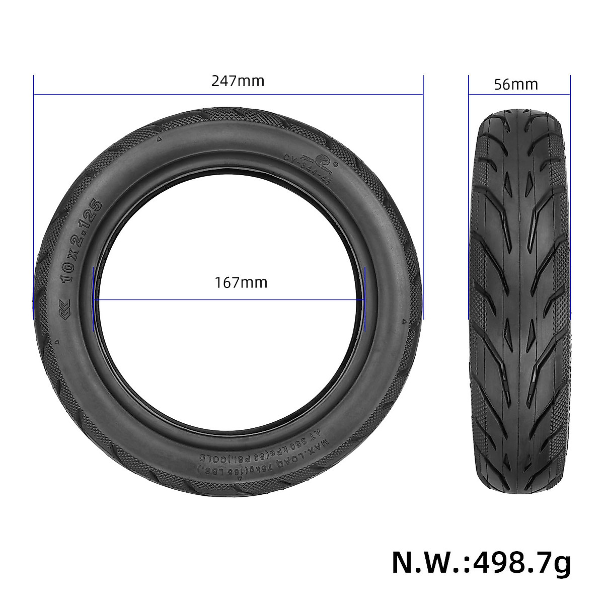 RidTianTek 10x2.125 Tire with Inner Tube 10 inch for Segway F20/F25/F30/F40/F65/D18W/D28U/D38U Heavy Duty Replacement Wheels Parts Inner Tube Tire for Electric Scooter Accessories