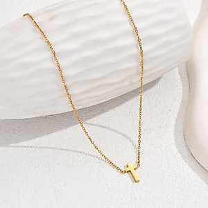 Mauzew Cross Necklace for Women Gold Sideways Cross Necklace Dainty Cute Tiny Cross Choker Necklace Simple Trendy Jewelry