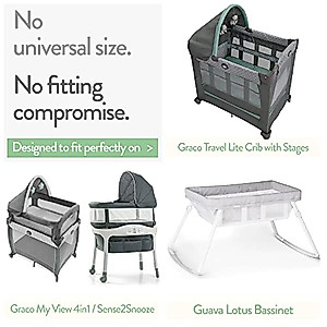 Travel Lite Crib Sheets Compatible with Graco Travel Lite Crib with Stages – Fits Perfectly on 20” x 30” Mattress Without Bunching Up – Snuggly Soft Jersey Cotton – Grey Sheep, Stripe – 2 Pack