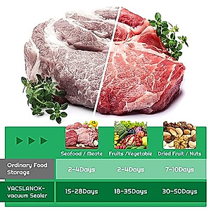 VACSLANOK Vacuum Sealer Machine, 70Kpa Automatic Vacuum Air Food Saver One-Click Operation, 4 Food Preservation Modes, 5 Temperature Modes With 50 Vacuum Sealer Bags and External Vacuum Pump,white