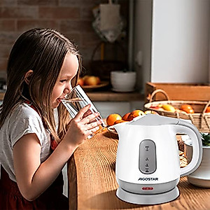 Electric Kettle Small, 1L Portable Electric Tea Kettle BPA-Free 1100W with Automatic Shut-Off and Boil Dry Protection, Travel Hot Water Kettle Electric Cordless for Making Coffee, Tea, White and Grey