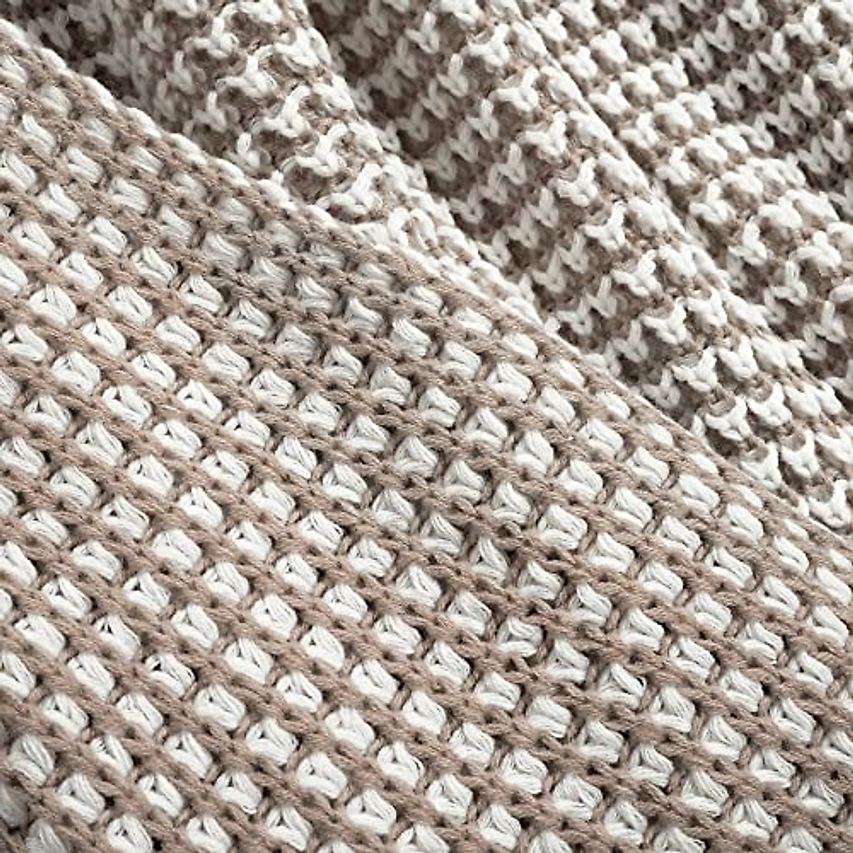 Lush Decor Chic and Soft Knitted Throw Blanket, 60" x 50", Neutral