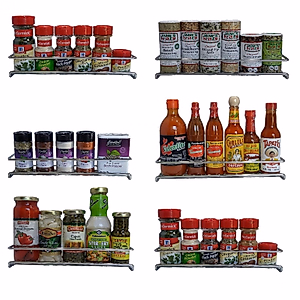 6 Pack. Wall mount spice rack organizer for cabinet. Spice shelf. Seasoning organizer. Pantry door organizer. Spice storage. 12 x 3 x 3 inches. Premium Present brand