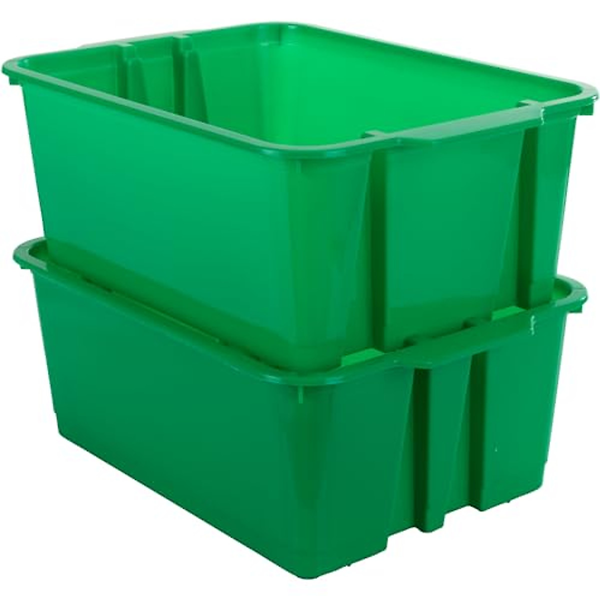 Really Good Stuff Stackable Plastic Book and Organizer Bins for Classroom or Home Use – Sturdy, Colored Plastic Baskets (Set of 12),Green