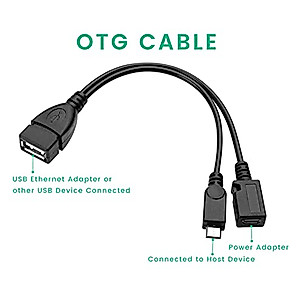 OTG Cable for TV Stick 4K Lite, Max, Cube, with Ethernet Adapter, USB HUB to Add Memory Storage and Bluetooth
