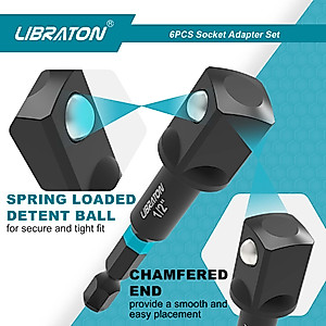 Libraton Impact Grade Socket Adapter Set, 3" & 6", Drill Socket Adapter, Impact Socket Adapter, Socket Driver Adapter, Drill Socket Adapter Extension, with Storage Bag
