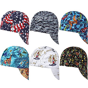 6 Pcs Welding Cap Electric Mesh Inside Welding Hat Flame Resistant Cotton Cap Electrician Gas Station Most Welding Helmet (Stylish Style)