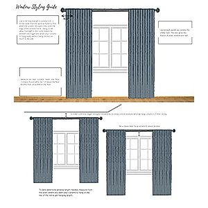Central Park Ombre Window Curtain Panel Linen Gradient Print on Rayon Blend Fabric Drapery Treatments for Living Room/Bedroom, Cream White to Indigo Blue, 40" x 63", Set of 2