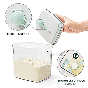 Tourdeus Formula Container - 1700ml Pop Top Milk Powder Container, BPA-Free Airtight Formula Dispenser with Scoop and Scraper 600g Clear