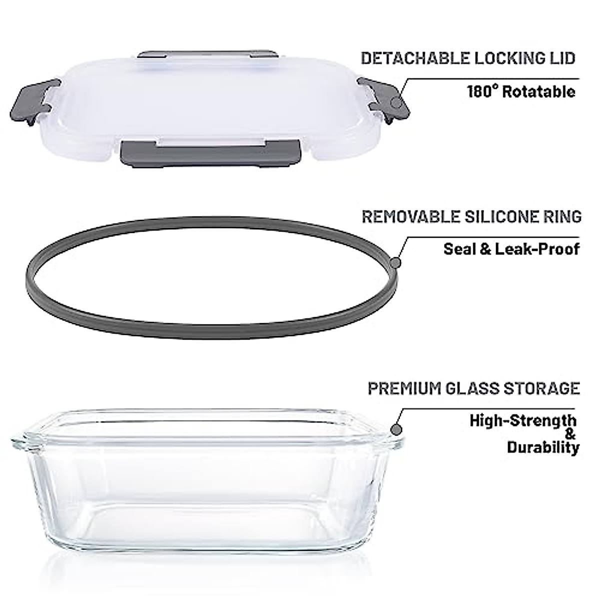 Moretoes Glass Food Storage Containers with Lids, 9pcs, Meal Prep, Glass, Airtight, Leakproof Containers Set, Safe Home Container