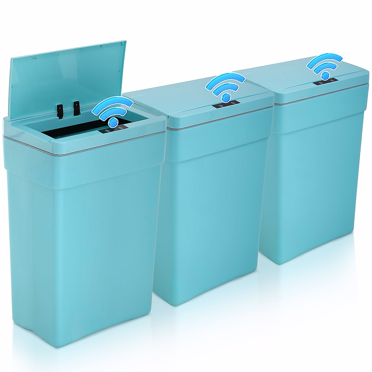 Dkeli Trash Can 13 Gallon Kitchen Trash Can for Bathroom Bedroom Home Office Automatic High-Capacity Plastic Touch Free Garbage Can with Lid Waste Bin 50 Liter, Set of 2