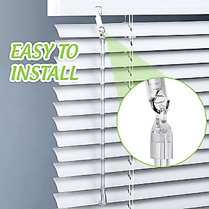 Housoutil Venetian Blinds 8PCS Vertical Blinds Replacement Parts, 24inch Blind Rod with Hook and Grip, Vertical Blind Wand Clear Plastic Blind Opener for Vertical & Wood & Cordless Blinds White Blinds