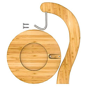 Banana Hanger Bamboo Holder Stand - Sturdy Display with Hook for Home or Bar, Countertop Fruit Storage,Natural Color