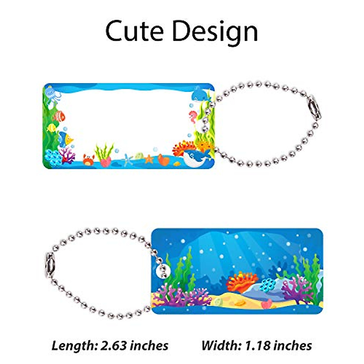 Child ID Bag Tags, Write-On Kids Name Tags for Backpack, Lunchbox & Diaper Bag, Great for Preschool & Daycare, Pack of 6 (Blue Ocean)