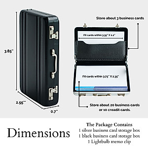 FABMODE 2 Pcs Briefcase Business Card Holder Aluminum Suitcase Credit Cards ID Card Organizer Case Waterproof Christmas Employee Valentine's Day Gifts for Women and Men (1 Memo Clip Included)