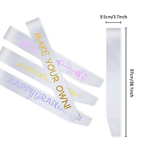 MDOZQ 6 Pcs Sash Blank Satin Sash Party Favors White Sash Plain Sash Bridal Shower Decorations Sashes For Birthday, Wedding, Graduation, DIY, Beauty Pageant, Hen Party, Homecoming, Make Your Own Sash