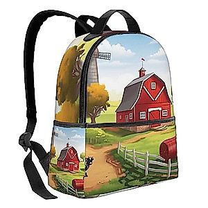 BAFAFA Cartoon Red Farm Printed Travel Backpack Business Work Bag Computer Bag Outdoor Sports Rucksack