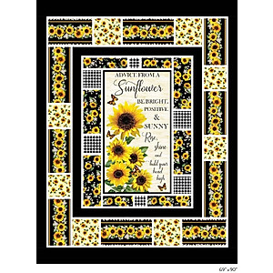 Advice from a Sunflower by Timeless Treasures Inspirational Flower Cotton Quilt Panel 23"" x 43"", CD2921-CREAM