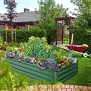 Ohuhu Metal Raised Garden Beds for Vegetables, 8x3x1 FT Reinforced Galvanized Rustproof Steel Raised Garden Boxes with Baking Varnish, Heavy Duty Planter Box Bed for Growing Flowers Herbs Succulents