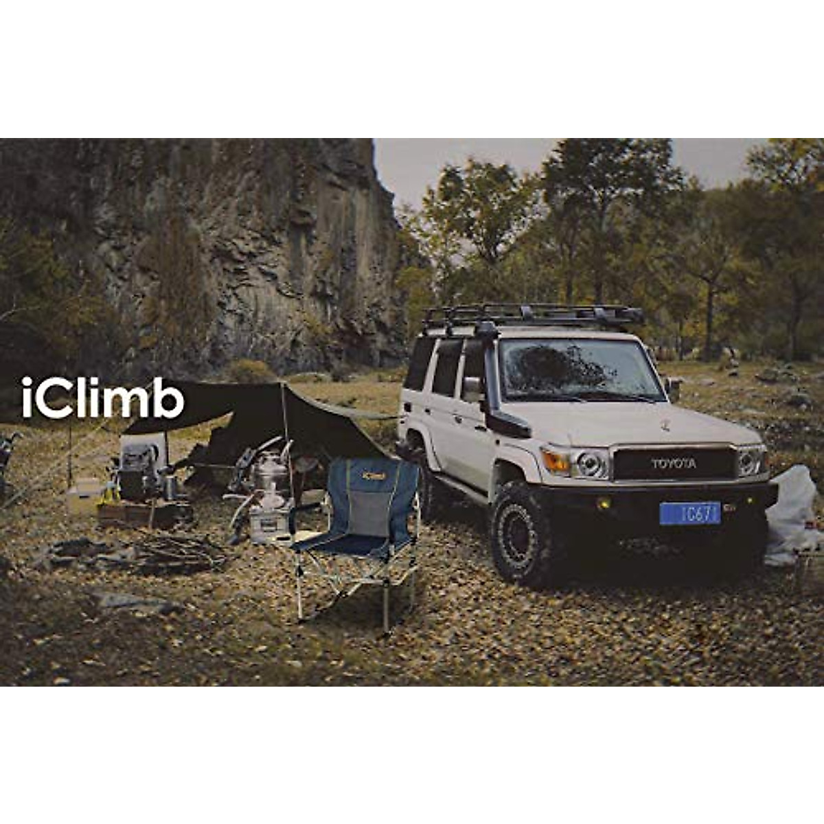 iClimb 1 Heavy Duty Compact Folding Chair and 1 Padded Rocking Folding Chair Bundle for Two Person Camping Patio Porch Backyard Lawn Garden Balcony Concert Indoor Outdoor