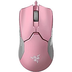 Razer Viper Ultralight Ambidextrous Wired Gaming Mouse: - 16K DPI Optical Sensor - Chroma RGB Lighting - 8 Programmable Buttons - Drag-Free Cord - Non-Retail Packaging - Quartz Pink