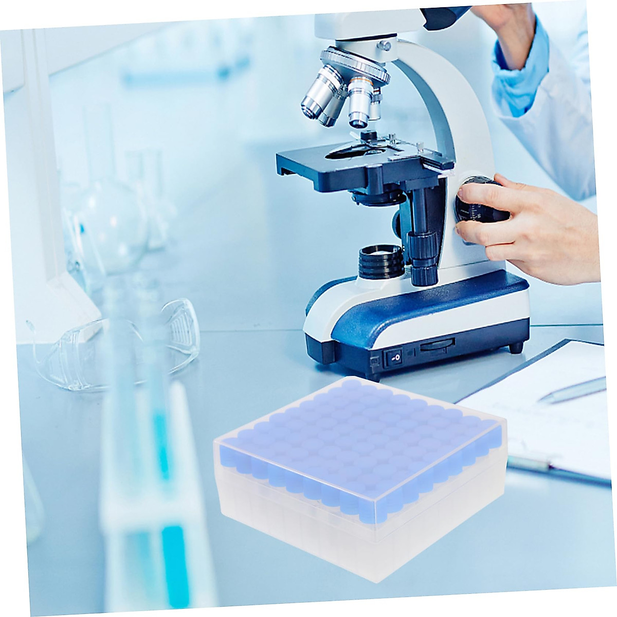 TEHAUX 1. 8ml Small Freezing Tubes Plastic Vials Sample Tubes with Screw Lid Box