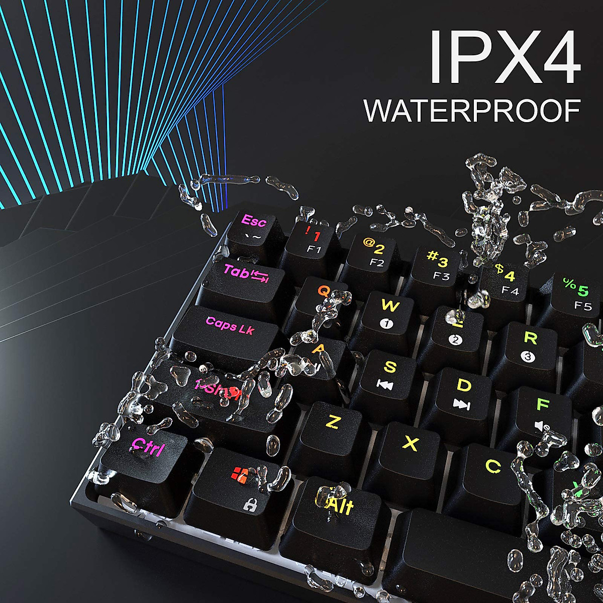 DIERYA DK61E 60% Percent Mechanical Gaming Keyboard, Optical Blue Clicky Switch, PBT Keycap, RGB Backlit, Waterproof, Wired USB C Mechanical Keyboard with Full Keys Programmable
