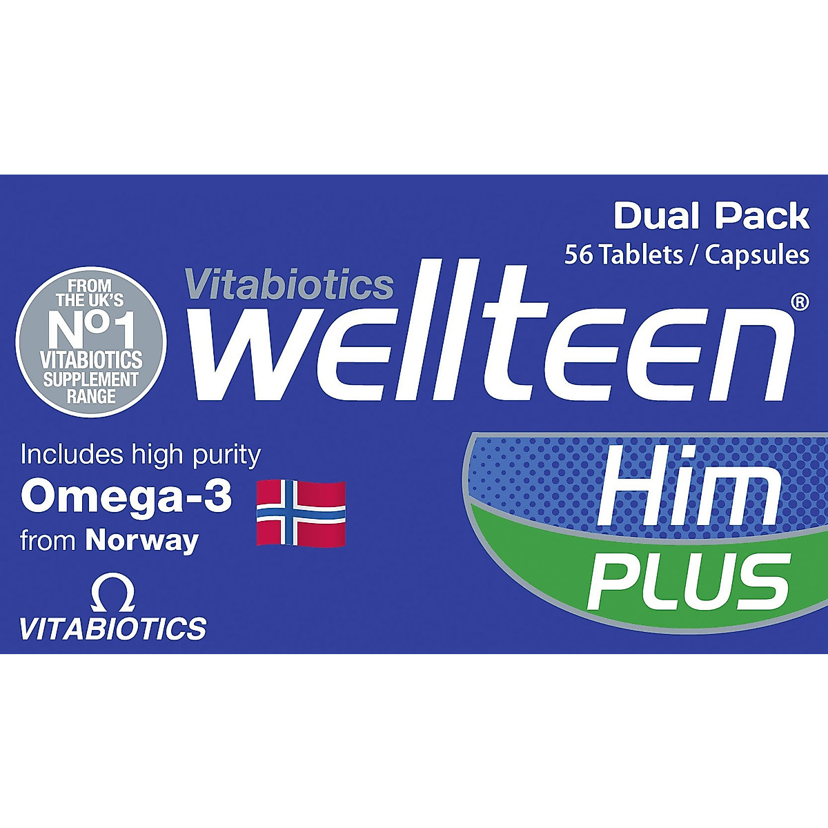 Vitabiotics Wellteen Him Plus Omega-3 - Maximum Nutritional Support for Teenagers and Young Men Ages 13-19 - 56 Tablets and Capsules