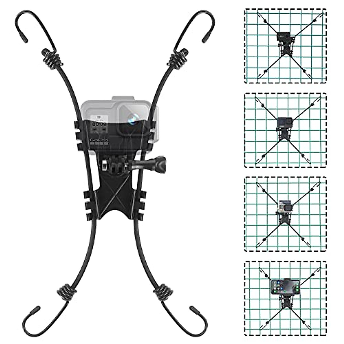 KOQEIEY Fence Mount - Swing Vision Fence Mount Compatible with Gopro11, iPhone, Phone, Mevo Start and Other Action Cameras for Softball, Tennis, Baseball, Football, Net/Chain Link Games Recording